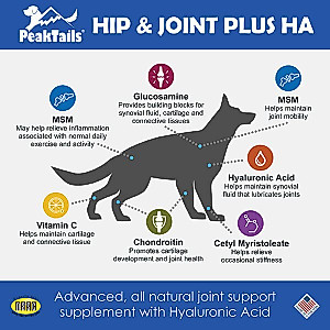 PeakTails Arthrix Plus HA, 90 Count Tablets, Provides Maximum Hip & Joint Support for Dogs, Formulated with Clinically Studied Ingredients, MSM, Glucosamine, Chondroitin, Hyaluronic Acid