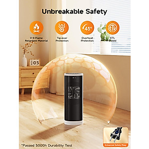 VICELEC Space Heater, 16 Inch Portable Electric Heaters for Indoor Use with Thermostat, 60°Oscillation, 12H Timer, Fast Heating Ceramic Heaters with Remote, 1500W Room Heater for Bedroom Home Office