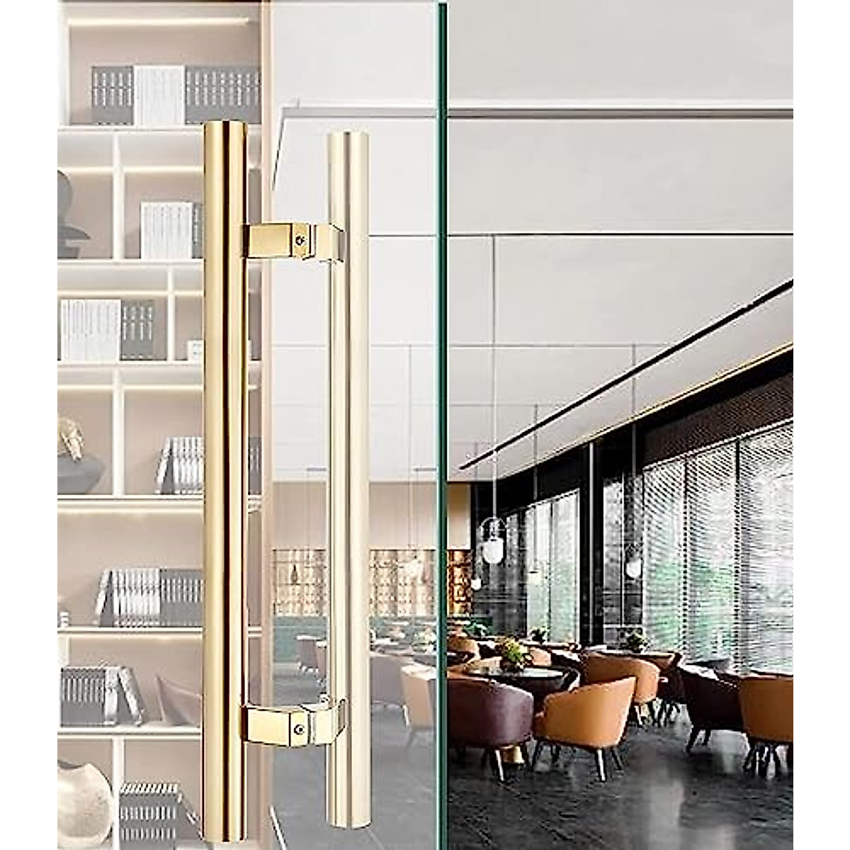 Barn Door Push Pull Door Handle 20/24/32/40inch Glass Door Pull Push Handle, Contemporary Stainless Steel Interior Exterior Sliding Barn Door Handle, Kitchen/Bathroom/Office Door Handles, Two-Side Des