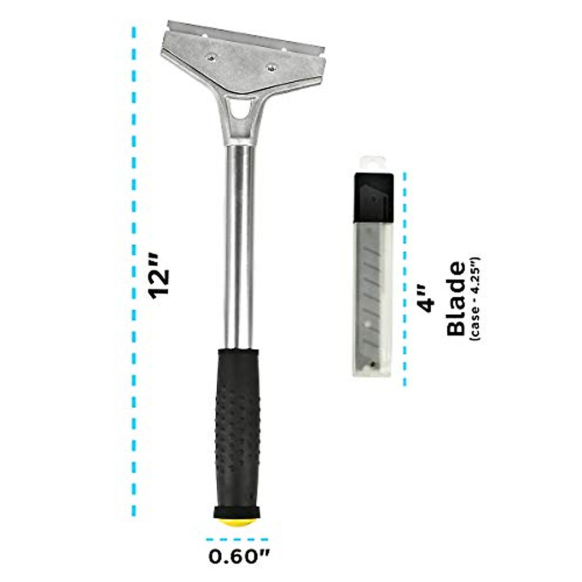 Alpine Industries 4-Inch Industrial Floor Scraper Comfort-Grip Razor Blades & Floor Stripper | Includes 10 Replacement Razor Blades | Scraper Tool for Windows, Walls, Floors & More