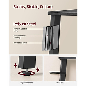 VASAGLE Corner Shelf Stand, 4-Tier Corner Bookshelf, Industrial Corner Ladder Shelf, Plant Stand Display Shelf for Living Room, Office, Kitchen, Charcoal Gray and Matte Black ULLS034B22