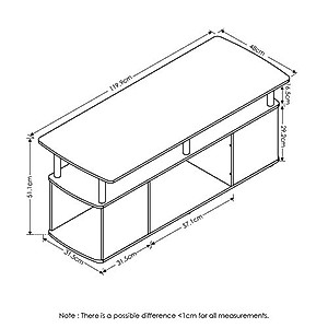 Furinno JAYA Utility Design Coffee Table / TV Stand for TV up to 55 Inch with Open Storage, Blackwood