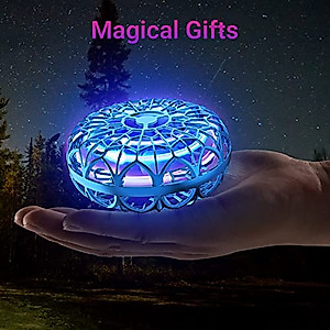 isYoung Hand Operated Boomerang, Mini Drone for Kids Adult, Flying Spinner UFO with LED Light Indoor Outdoor Gift Toys for Boys (Blue)