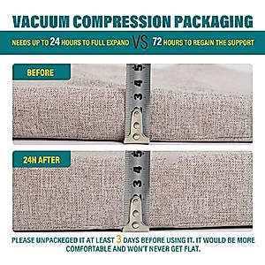 mudilun Indoor 31inch Piano Bench Cushion Outdoor UV Protection Lounge Patio Seat Pad Thickened Soft Sofa Pads Kitchen Dining Washable Cushions(Beige)