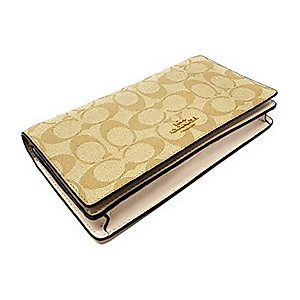 Coach Women's Anna Foldover Clutch Crossbody Bag (Signature Canvas - Light Khaki - Chalk)