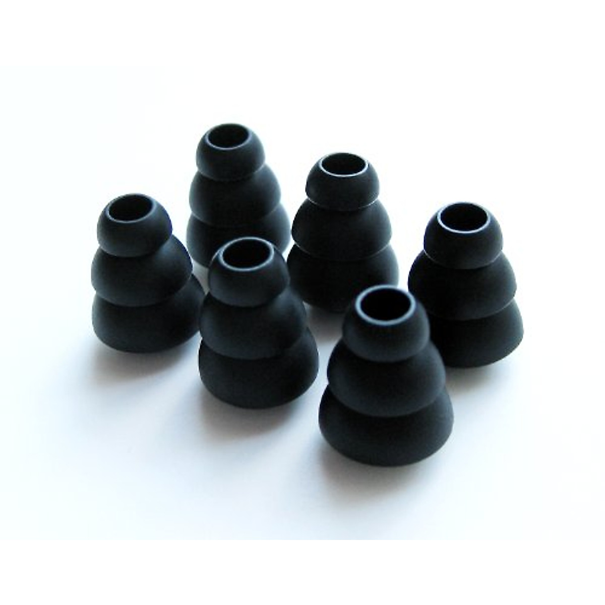 6pcs Small (S) Black Soft Triple Flange Replacement Eartips Earbuds Set Compatible with Sennheiser IE Series, CX Series, CXC Series, CXL Series, OCX Series, and MM Series in Ear Earphone Headsets