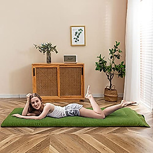 MAXYOYO Roll Up Mattress Sleeping Mat, Floor Futon for Outdoor Indoor, Upgraded Portable and Foldable Mattress, Green Twin, 75x36 Inch