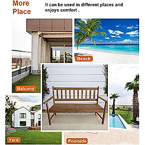 Patio Wood Bench Outdoor Garden Bench, Park Bench 705lbs Outside Porch Chair,Acacia Wood Furniture for Pool Backyard Balcony Deck Lawn Garden Yard Decor Patio ,Natural Oiled,48" W x 22" D x 33" H