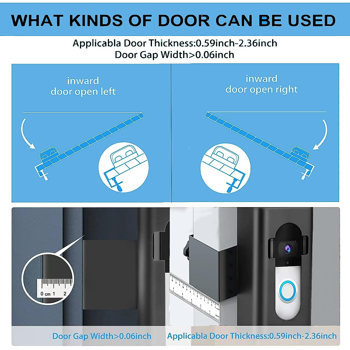 Upgrade Anti Theft Video Doorbell Mount Compatible with Video Doorbell, Adjustable Mounting Bracket Accessories for houses, apartments, Office .No Drill.
