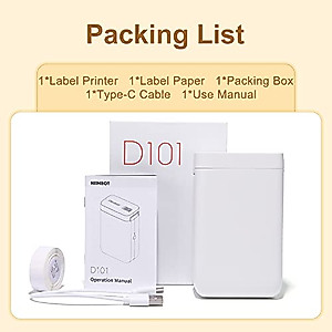 Label Maker Machine, D101 Bluetooth Label Maker with Tape, Small Wireless Label Printer, 0.4"-1"(10-25mm) Print Width for Storage, Office, Home, School, Inkless, USB Rechargeable