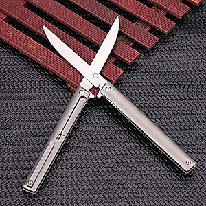 Samior GP035 Small Slim EDC Folding Pocket Flipper Knife, 3.5 Inch Bohler M390 Blade, Gentleman's Knife, Frame Lock, Titanium Handle, Pocket Clip, 1.5oz