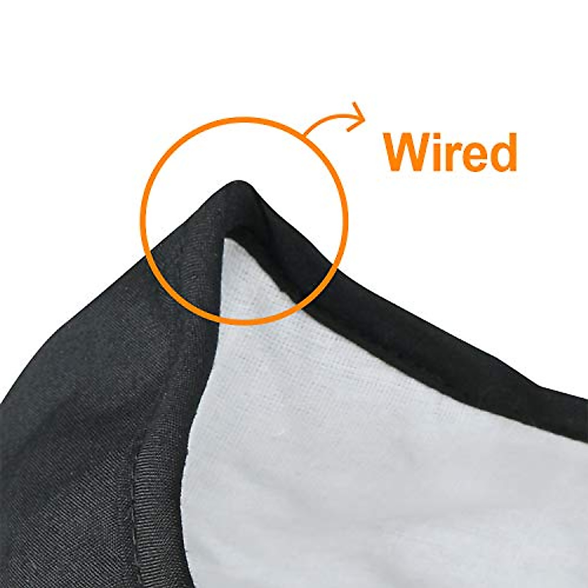 ililily Black Cotton Washable Nose Wired Face Mask Filter Pocket Wide Cover With Filter (Black)