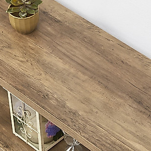 FOLUBAN Industrial Console Sofa Table, Rustic Entryway/Hallway Table with 3-Tier Open Shelf for Living Room, Oak