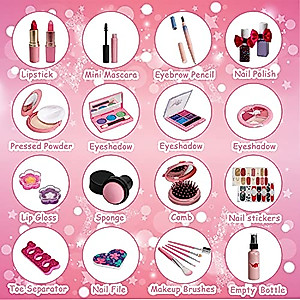 Kids Washable Makeup Girl Toys - Kids Makeup Kit for Girl, Real Make Up Set, Little Girls Makeup Kit for Toddler Kid Children Princess, Christmas Birthday Gift Toys for Girl 4 5 6 7 8 9 10 Year Old