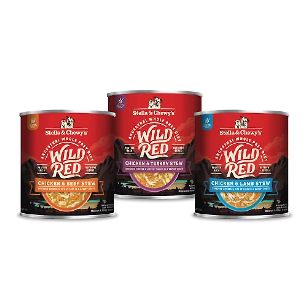 Stella & Chewy's Wild Red Wet Dog Food Variety Pack Stews High Protein Recipes, 10 Ounce (Pack of 3)