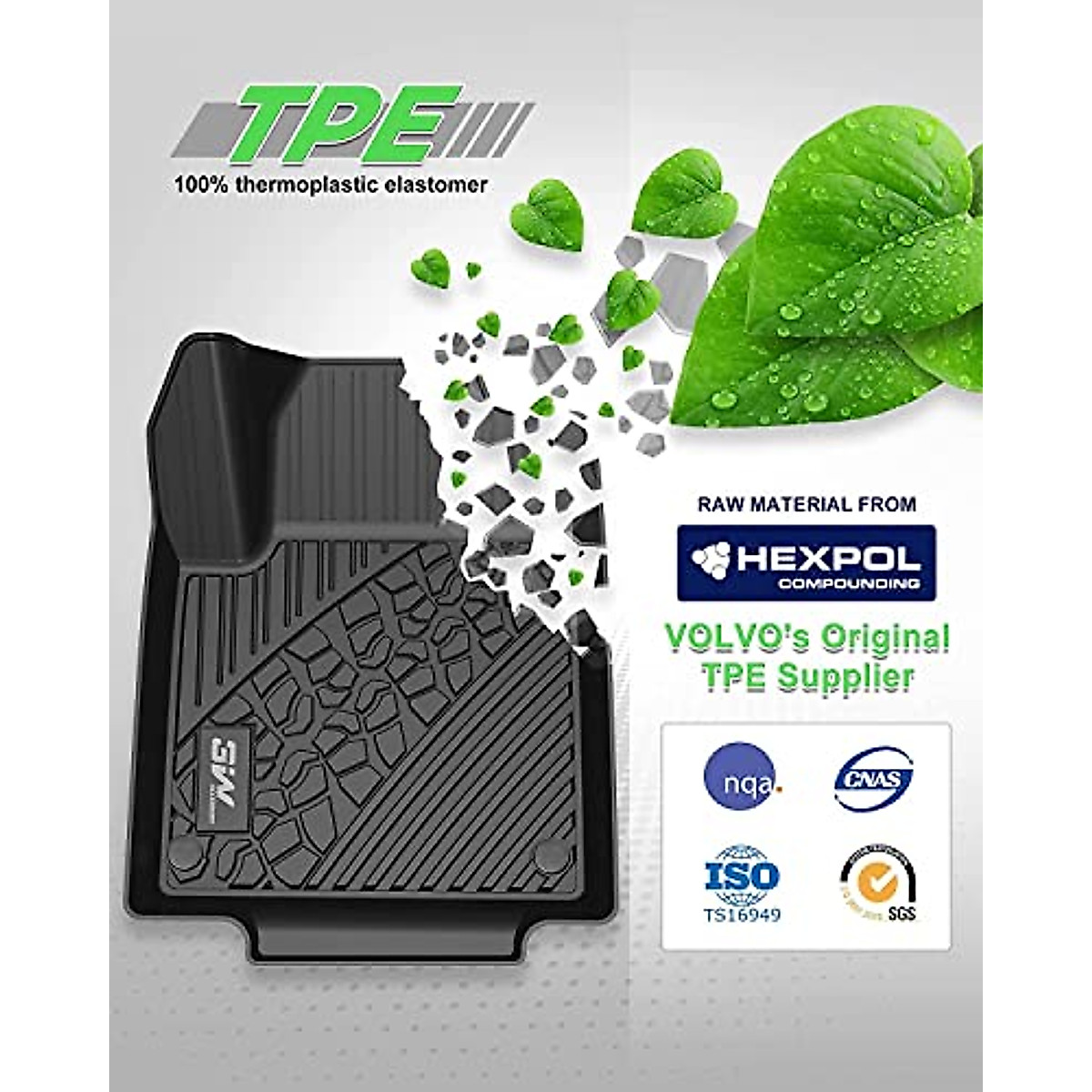 3W Floor Mats Fit for Ford F150/F-150 Lightning SuperCrew Cab 2015-2024, TPE All Weather Custom Fit Car Accessories 1st and 2nd Row Full Set Car Liners (Without Under-Seat Storage)