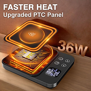 HOSCARER Mug Warmer Gifts for Men - 36W Faster Heating Coffee Cup Warmer for Desk Tea Lovers Gift Ideas Coffee Accessories Candle Warmers Plate w/Auto On/Off Mugs Heater Electric Smart Gadgets(Black)