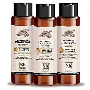 Soapbox Soap Shampoo, Vegan & Cruelty Free Hydrating Shampoo with Activated Charcoal, Color Safe, Paraben and Sulfate Free All Natural Hair Cleanser - Pack of 3,16 oz Bottles