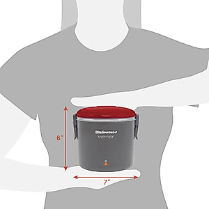 Elite Gourmet EFW-6080R Warmables Lunch Box Electric Food Warmer with Stainless Steel Pot, 32 Ounce, Grey Red