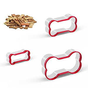FASAKA Bone Cookie Cutters Set for dog treats, 3 Piece Dog Bone Biscuit Cutters Set with Red Environmental PVC for Baking