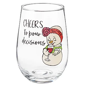 Department 56 Snowpinions Cheers to Pour Decisions Wine Glass, 15 Ounce, Clear