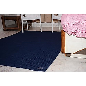 Hand Braided Bohemian Rectangle Blue Rug Cotton/Rugs for Bedroom/Bedside Rug/Recycled Cotton Rug/Organic Rug/Handmade Rug (10x11)