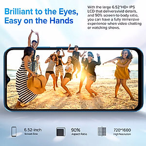 Ulefone Unlocked Cell Phones, Note 16 Pro 12GB + 128GB, 8-Core, 6.52" HD+ Display Unlocked Smartphone, Android 13, 50MP + 8MP, 4400 mAh, Dual 4G LTE, Fingerprint/Face Detection, T-Mobile, Blue