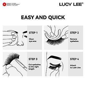 LUCY LEE Reusable Self-Adhesive Eyelashes 3 Pairs, False Eyelashes No Glue or Eyeliner Needed, Easy to Put on within 3 Secs, Stable/Non-slip Waterproof Fake Eyelashes Soft Reusable Lashes 3D
