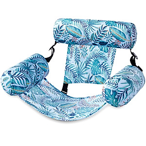 Sloosh Pool Floats Chairs Adult, Inflatable Pool Lounge Chairs,Plant Pattern Floating Pool Hammock Chair for Adults,Blow up Pool Noodles Floats for Pool Party Summer Water Fun(Tropical Leaves)