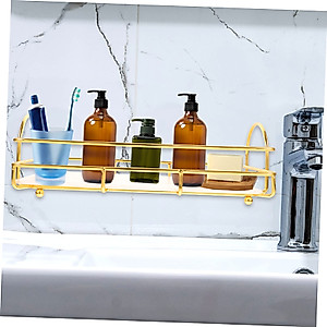 PRETYZOOM Daily Necessities Storage Rack White Serving Tray Gold Dresser Trinket Tray Bathroom Sundries Shelf Cupboard Shelf Perfume Bathtub Trays Dresser Tray Makeup Vanity Desk Alloy