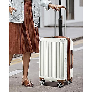 LUGGEX Carry On Luggage 22x14x9 Airline Approved - PC Expandable Hardside Luggage with Spinner Wheels - 4 Metal Corner Hassle-Free Travel