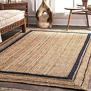 nuLOOM Rikki Coastal Braided Jute Area Rug, 4x6, Navy