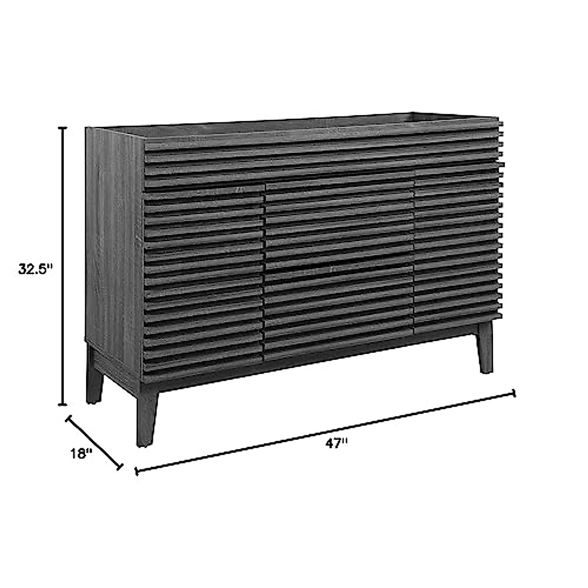 Modway Render 47" Plastic and Wood Bathroom Vanity Cabinet in Charcoal