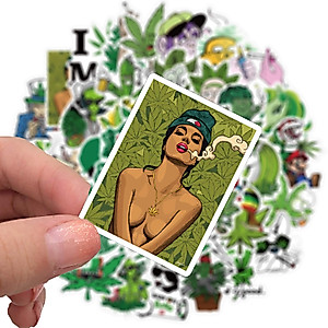 50pcs Weed Smoking Stickers|Vinyl Waterproof Stickers for Laptop,Car Bumper，Luggage,Skateboard,Water Bottles,Computer,Phone, Kids Teens Adults for Stickers (Miscellaneous)
