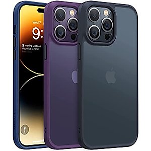 TORRAS 𝗨𝗽𝗴𝗿𝗮𝗱𝗲𝗱 Shockproof iPhone 14 Pro Max Case, Military Grade Drop Protection, Silicone iPhone 14 Pro Max Case, Slim Thin Semi-Clear iPhone 14 Pro Max Phone Case, Black-Guardian Series