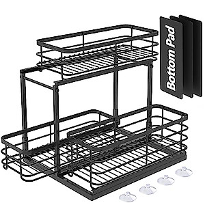 Under Sink Organizer - 2 Tier Pull Out Cabinet Organizers and Storage, 3 Baskets Slide Out Kitchen Organization for Counter Space, for Bathroom, Pantry, Laundry Room, New Home Essentials