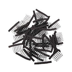 Wig Combs 60 Pcs Black Big Stainless Steel Wig Combs for Making Wigs Metal Wig Clips for Wig Caps Diy