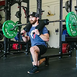 Titan Fitness Rackable Safety Squat Bar, Cambered Barbell with 5" Drop, Rated 1,500 LB, HeftyGrip Shoulder and Arm Pads, 35mm Easy-Grip Hand Grips, Ribbed Olympic Weight Sleeves