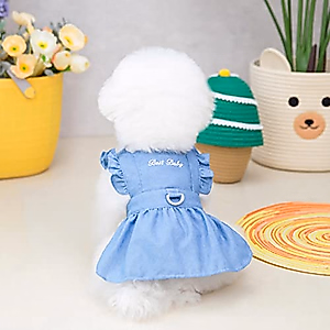 Dog Dress Puppy Luxury Skirt Dog Clothes Princess Dresses Wedding Evening Dress Tutu Skirt Denim Skirt for Small Dog Girl Light Blue XS