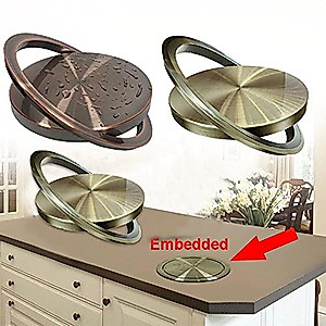 Stainless Steel Garbage Lid Round Trash Bin Built-in Balance Flap Recessed Counter Top Cover Auto Flap Trash Grommet Flexible Swing Trash Can Lid Accessory for Home Kitchen Garbage Use (Green Bronze)