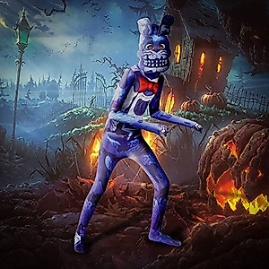 Brigcalki Five Nights Costumes Outfits for boys Scary Halloween Cosplay Bodysuit Purple-1 6-7 Years