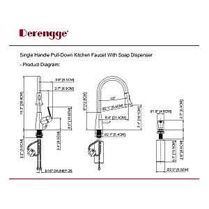 Derengge Stainless Steel Kitchen Faucet Single Handle Pull-Down Kitchen Sink Faucet with Soap Dispenser,Faucet for Farmhouse, Camper, Laundry, Rv, Bar,2 Hole Installation,KF-058S-SS