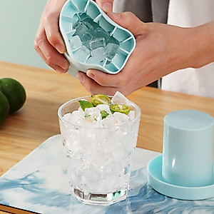 Mini Ice Maker Cup, Cylinder Ice Cube Mold, Small Ice Cube Tray with Lid, Decompress Ice Lattice Molding Ice Cup Press-Type, 60 Ice Cubes Make, Easy-Release