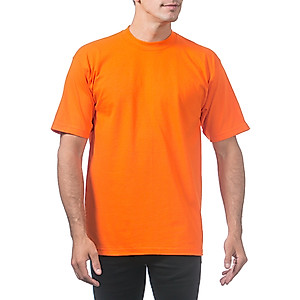 Pro Club Men's Heavyweight Cotton Short Sleeve Crew Neck T-Shirt, Orange Tang, 3X-Large