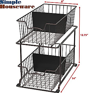Simple Houseware 2 Tier Cabinet Wire Basket Drawer Organizer, Brown