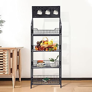 MEDEIYIBI 4-Tier Standing Shelf Units Kitchen Baker's Racks Organizer Holders with Wheels Snack Display Rack Household Metal Storage Rack for Bathroom Living Room Office Garage 19.6 x 10.6 x55in