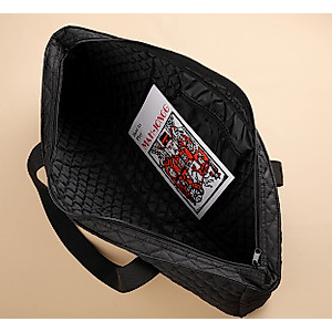 American Mahjong Game Set - Black Quilted Soft Bag 166 Premium Tiles with 4 All-in-One Rack/Pushers,100 Chips, Wind Indicator, English Manual. Easy Carry Complete Classic Mah-Jongg Set