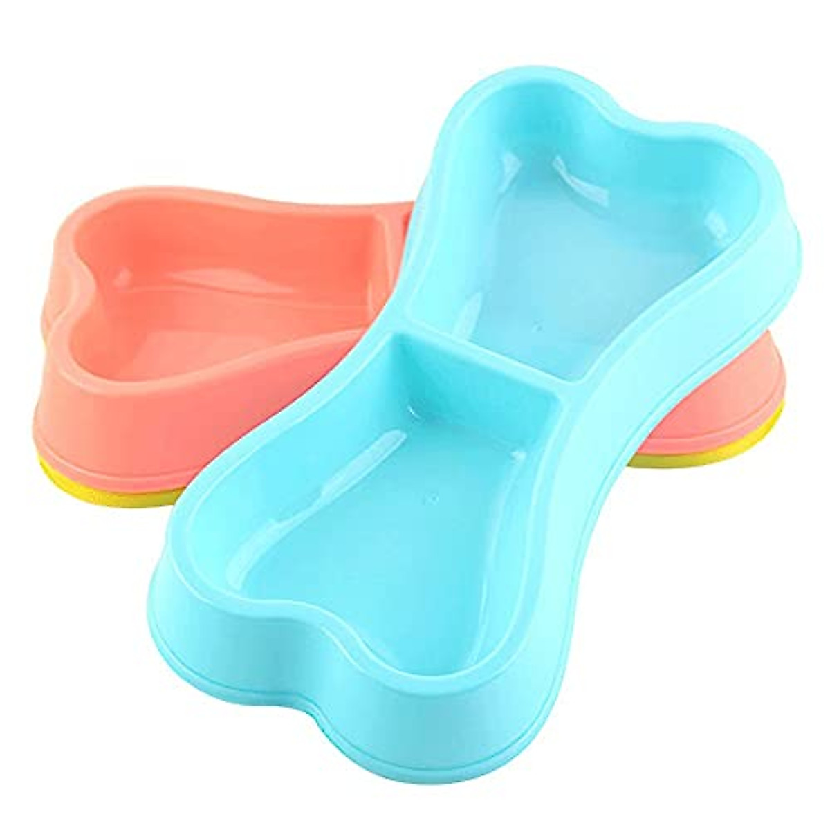 FUUIE Bowls for Food and Water 1PC Bone Shape Pet Dog Bowl Plastic Portable Durable Puppy Pet Feeding Bowl Double Fashion Solid Cat Feeding Bowls Pet Supplies (Color : Blue)