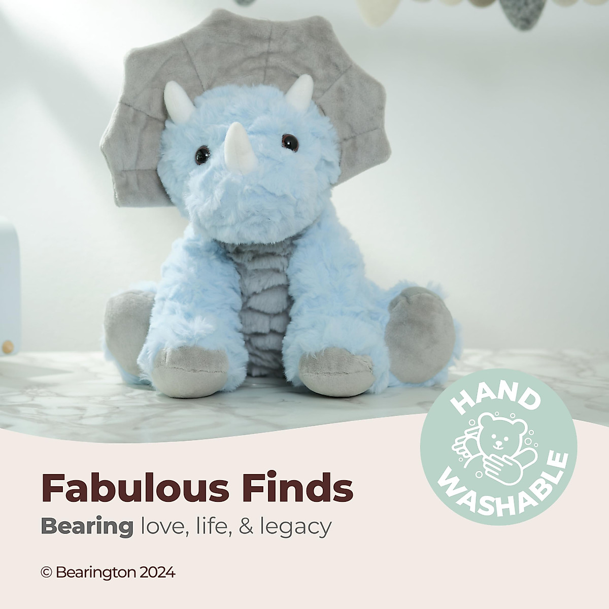 Bearington Tracer The Triceratops Dino Plush, 11.5 Inch Dinosaur Stuffed Animal