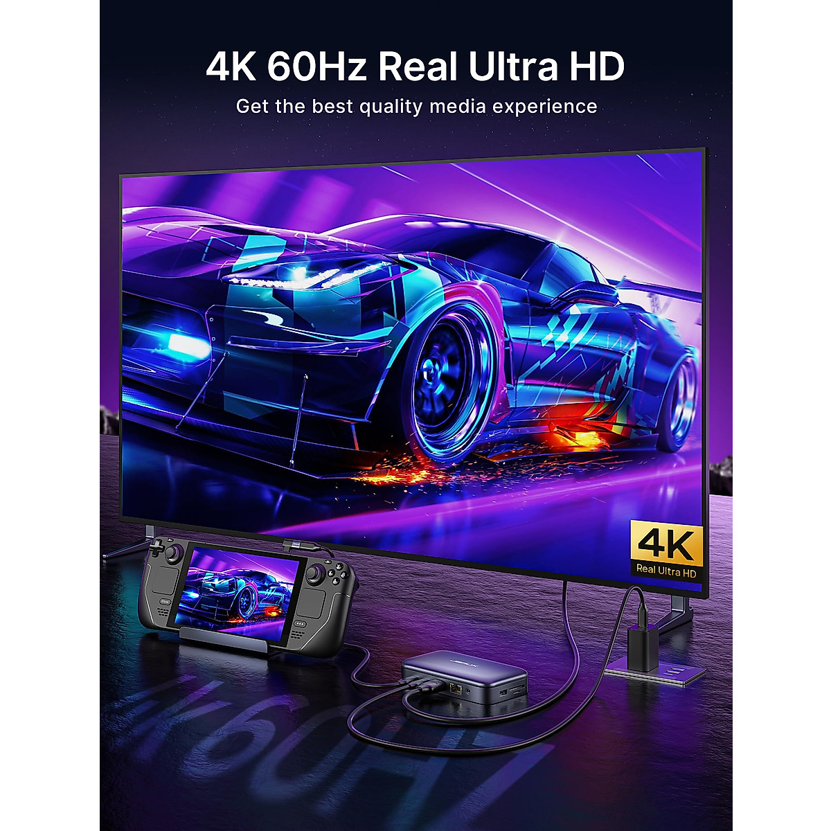 JSAUX Docking Station Compatible with Steam Deck ROG Ally Laptop, 10 in 1 Steam Deck Dock with 4K HDMI, 100W PD, USB 3.0, 1000Mbps LAN, SD/TF, Audio for MacBook/Lenovo/Dell/HP/Steam Deck/ROG Ally